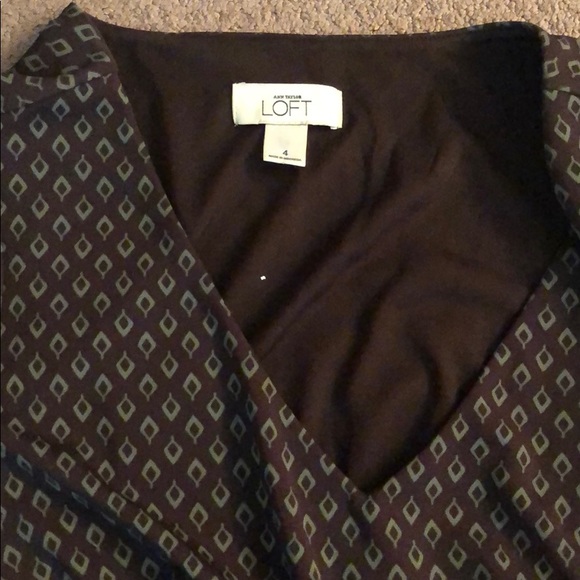 LOFT | Dresses | Loft Midi Geometric Print Dress Brown With Green ...